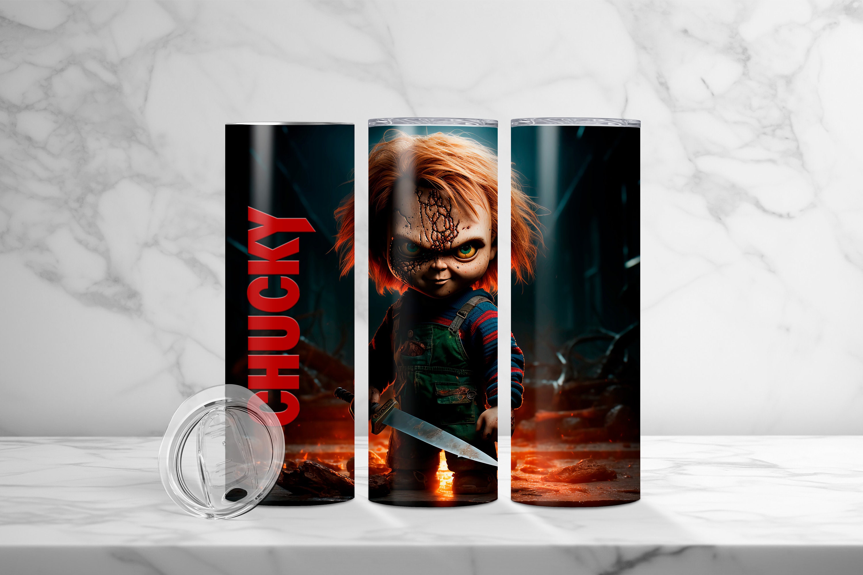 Chucky Horror Tumbler Wrap / Diseño de vaso delgado de 20 oz para ...