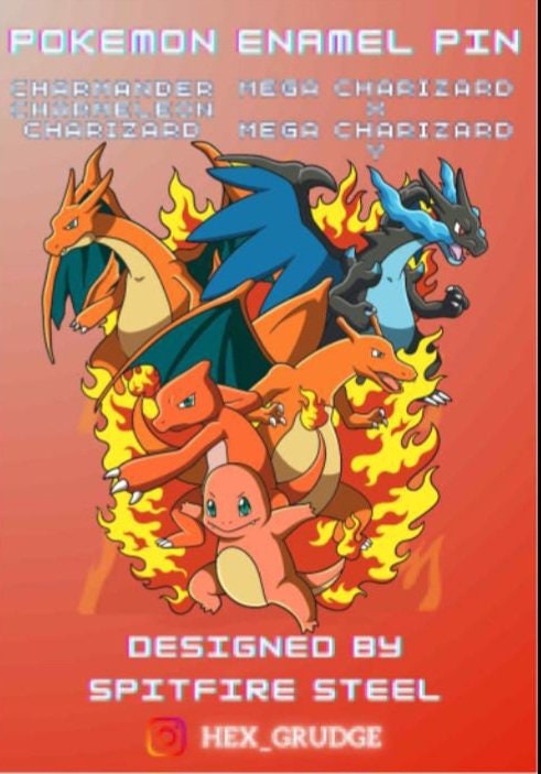 Pokémon Charmander Enamel Pin Charmeleon Pin Charizard Pin - Etsy