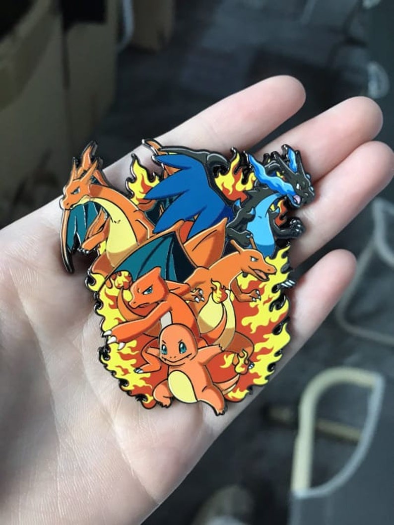 Pokémon Charmander Enamel Pin Charmeleon Pin Charizard Pin Mega Charizard X Pin Mega Charizard Y ...