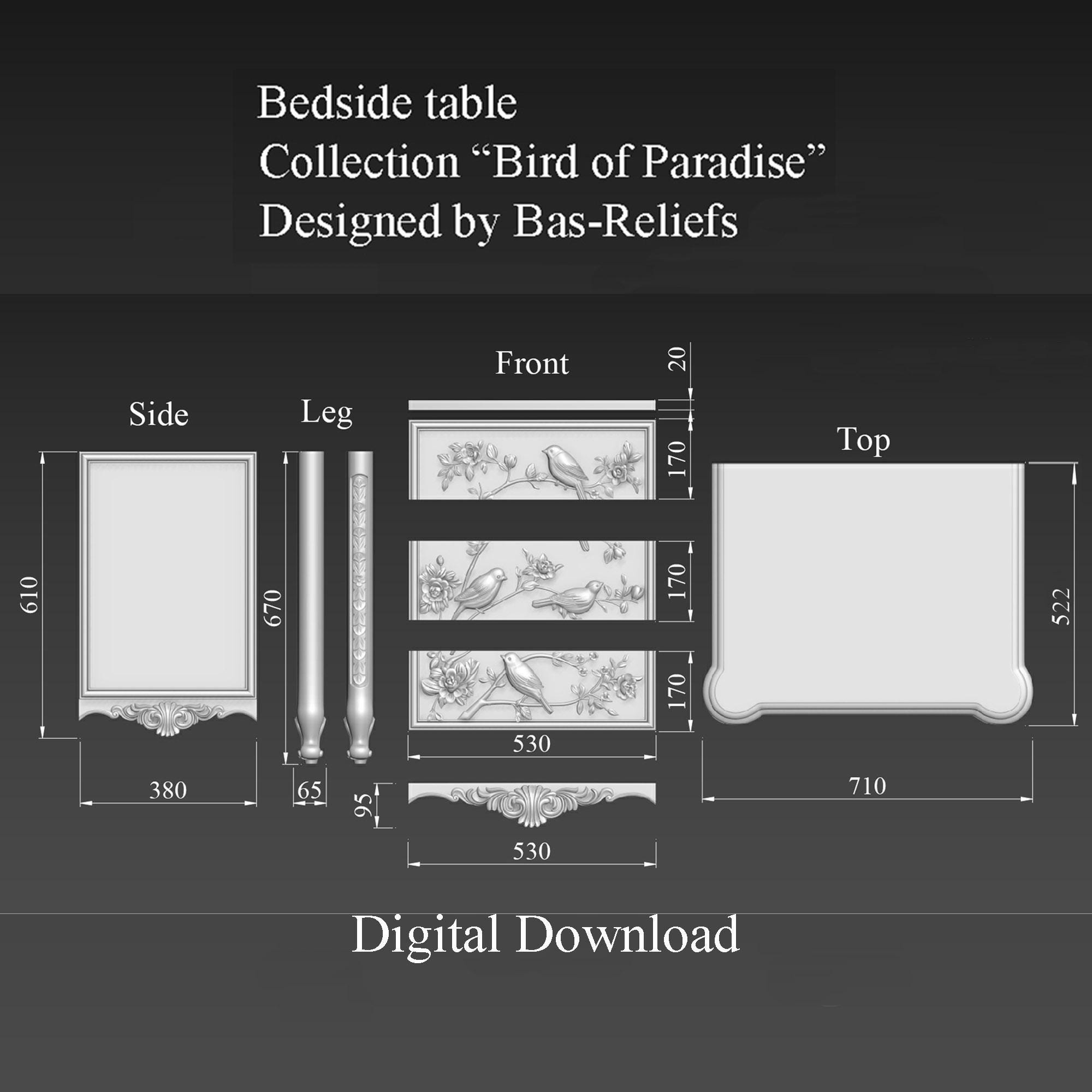 Bedside Table 3D Model for CNC. STL. Bedroom Furniture. - Etsy