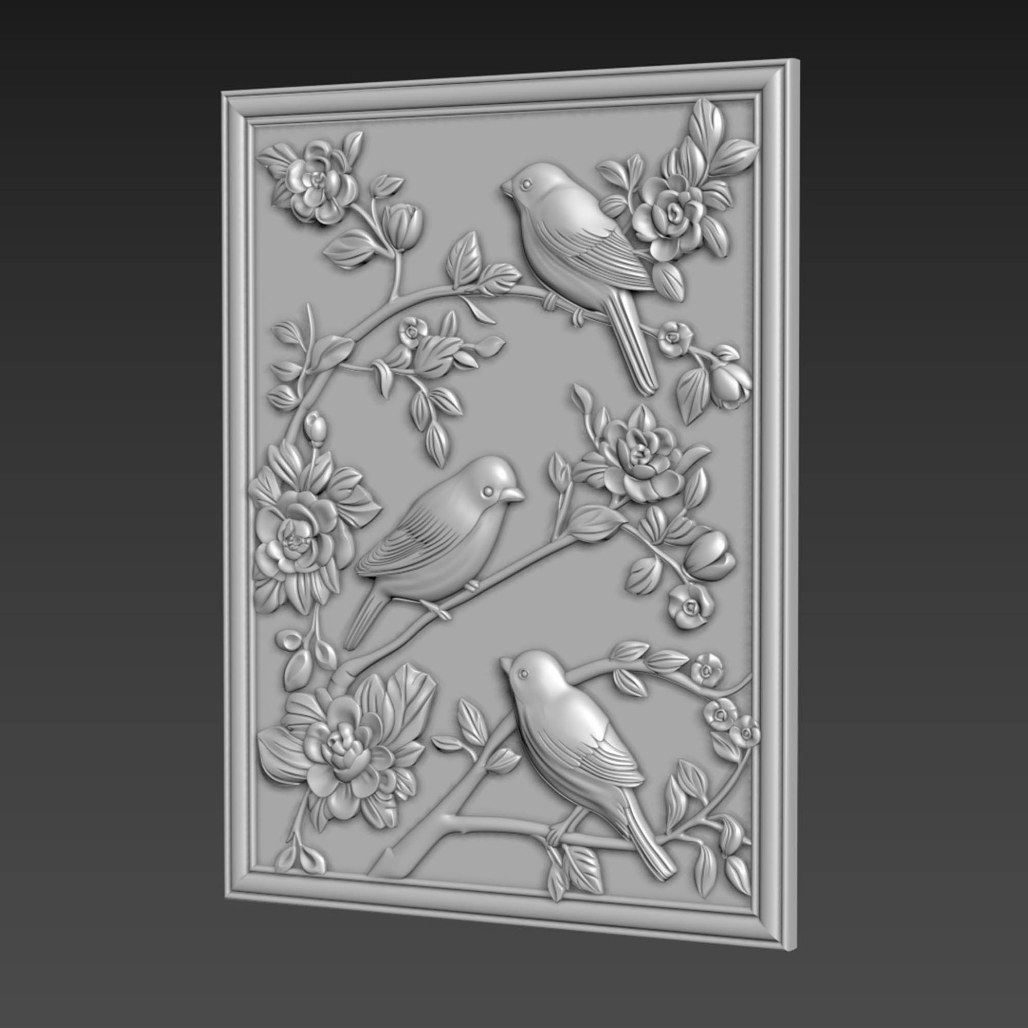 Birds Wall Decor Bas-relief. 3D Model. CNC. - Etsy