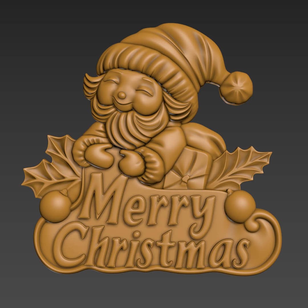 Merry Christmas 3D Model. STL. CNC. Santa Claus 3D Relief. - Etsy