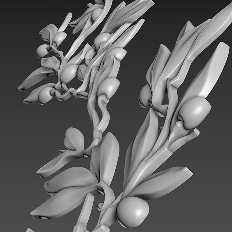 Olive Branch 3D CNC Model – STL/OBJ Bas-relief for Woodworking & Router ...