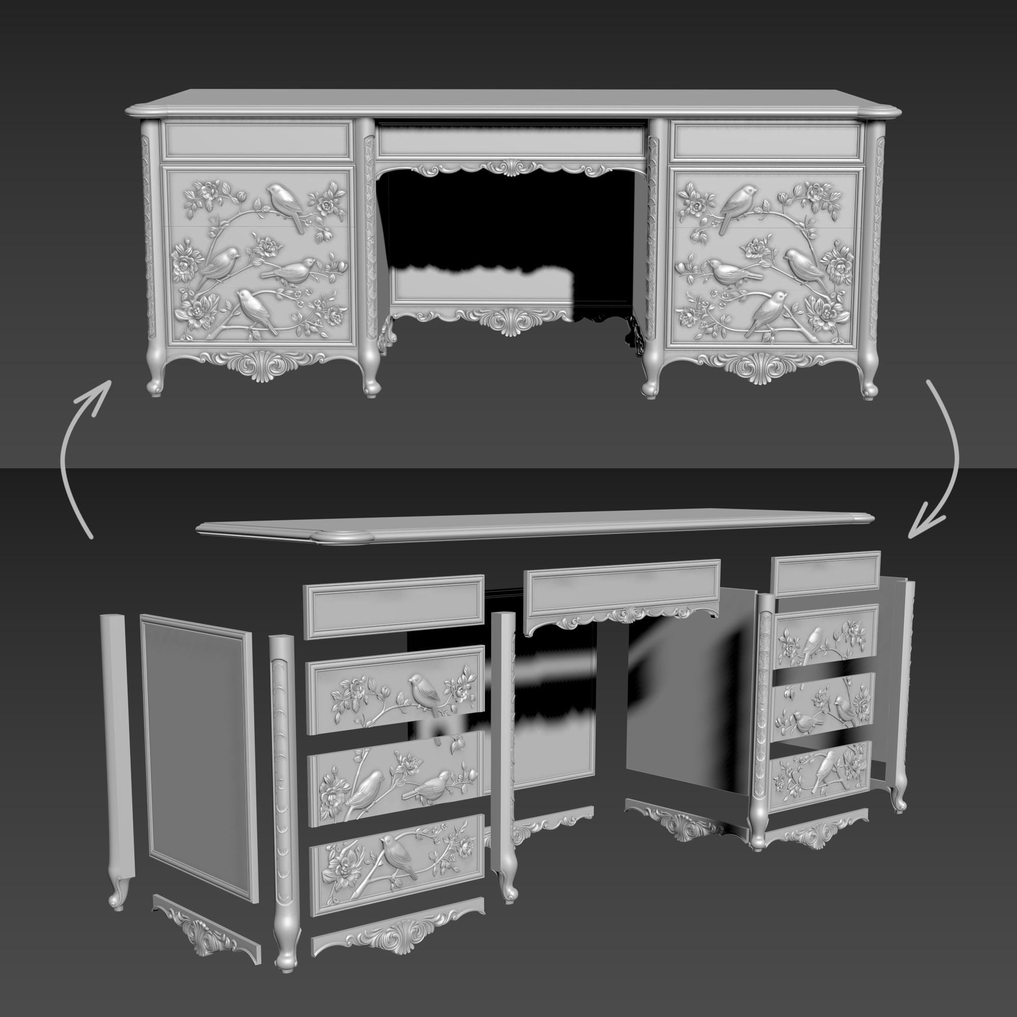 Dressing Table 3D Model for CNC. STL. Bedroom Furniture. - Etsy