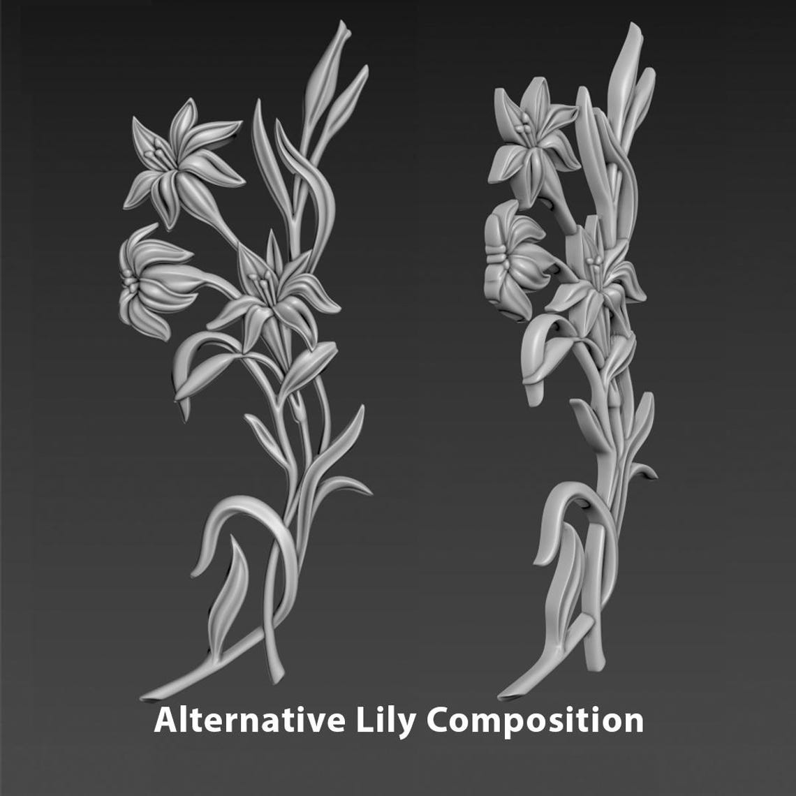 Lily Flowers Bas-relief. 3D Model. Decor. CNC. Artcam. Plant ...