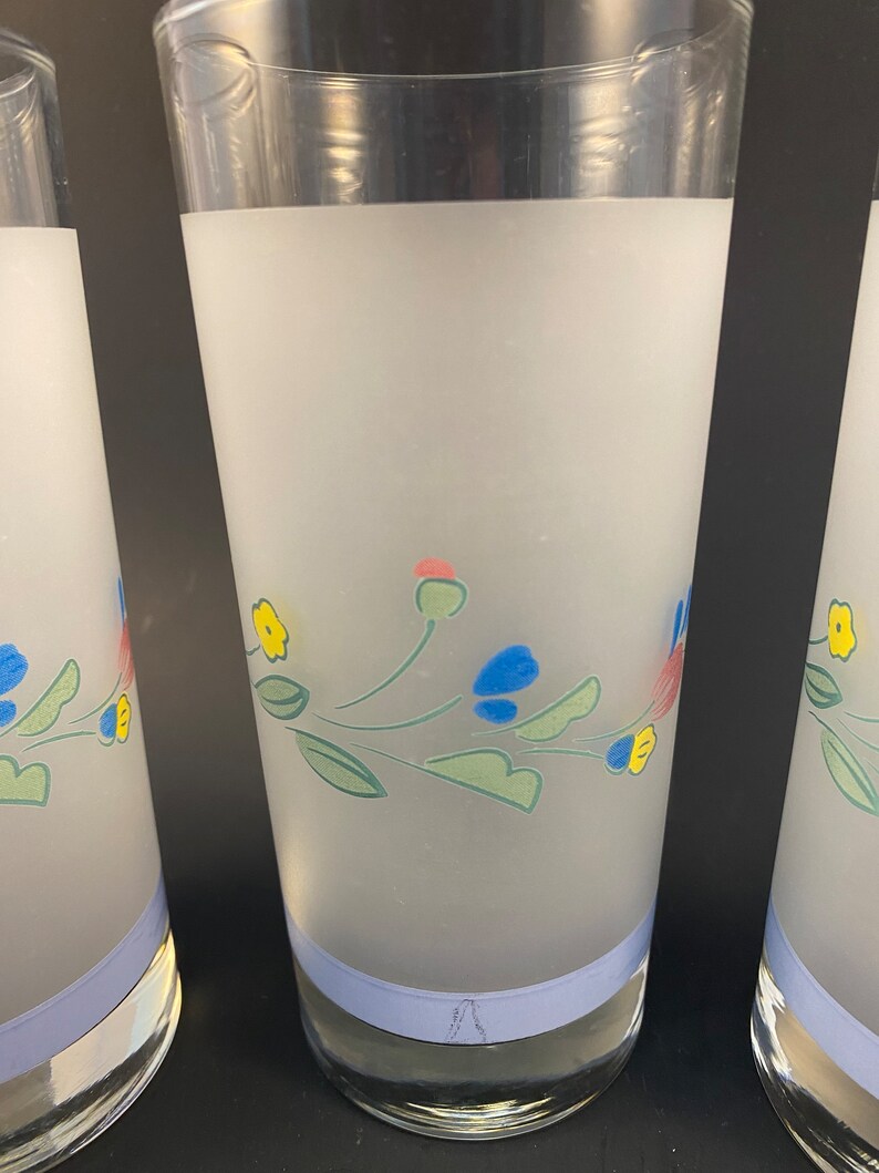 Set of 4 Floral Expressions Frosted Drinking Glasses - Etsy