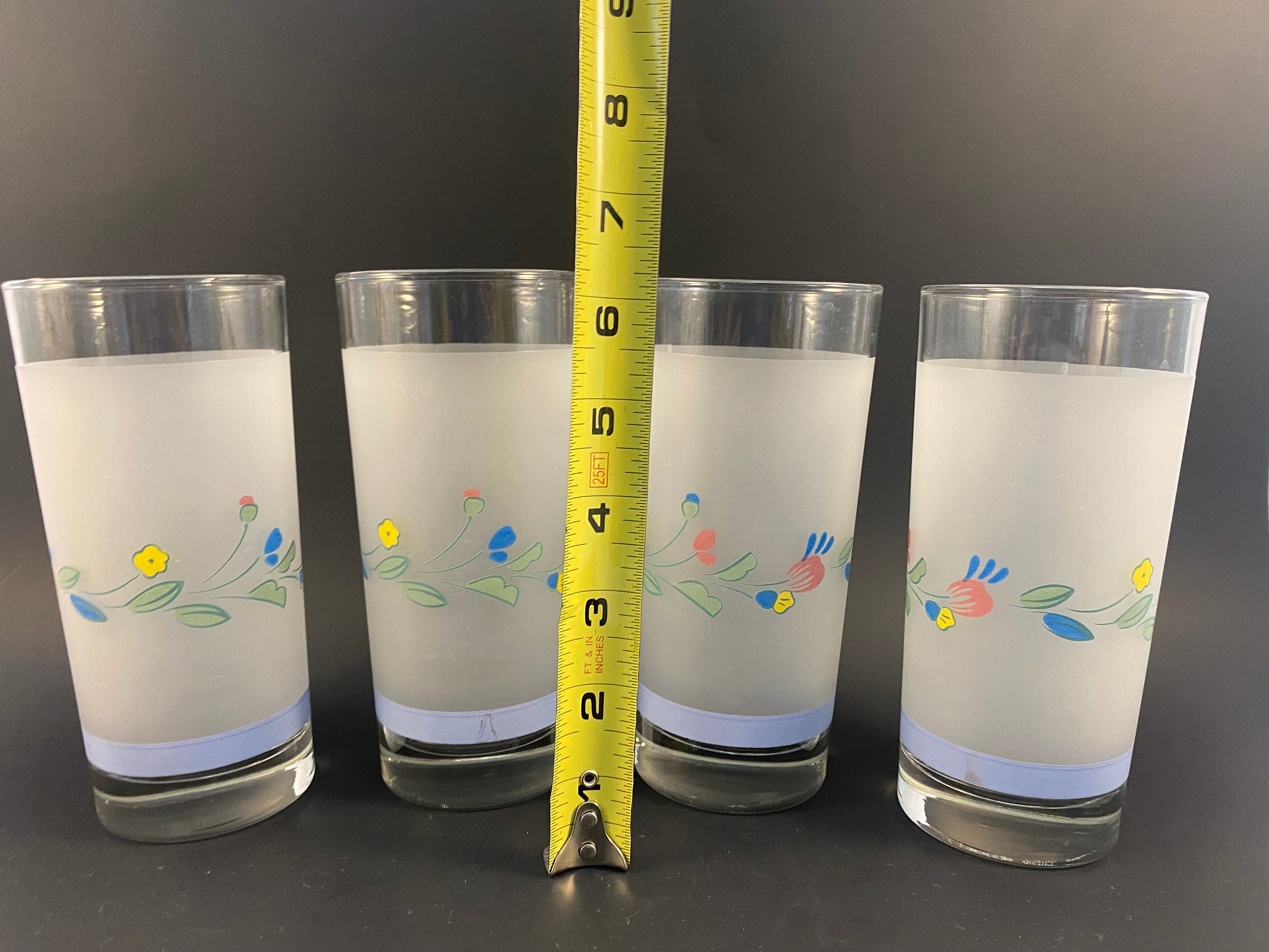 Set of 4 Floral Expressions Frosted Drinking Glasses - Etsy