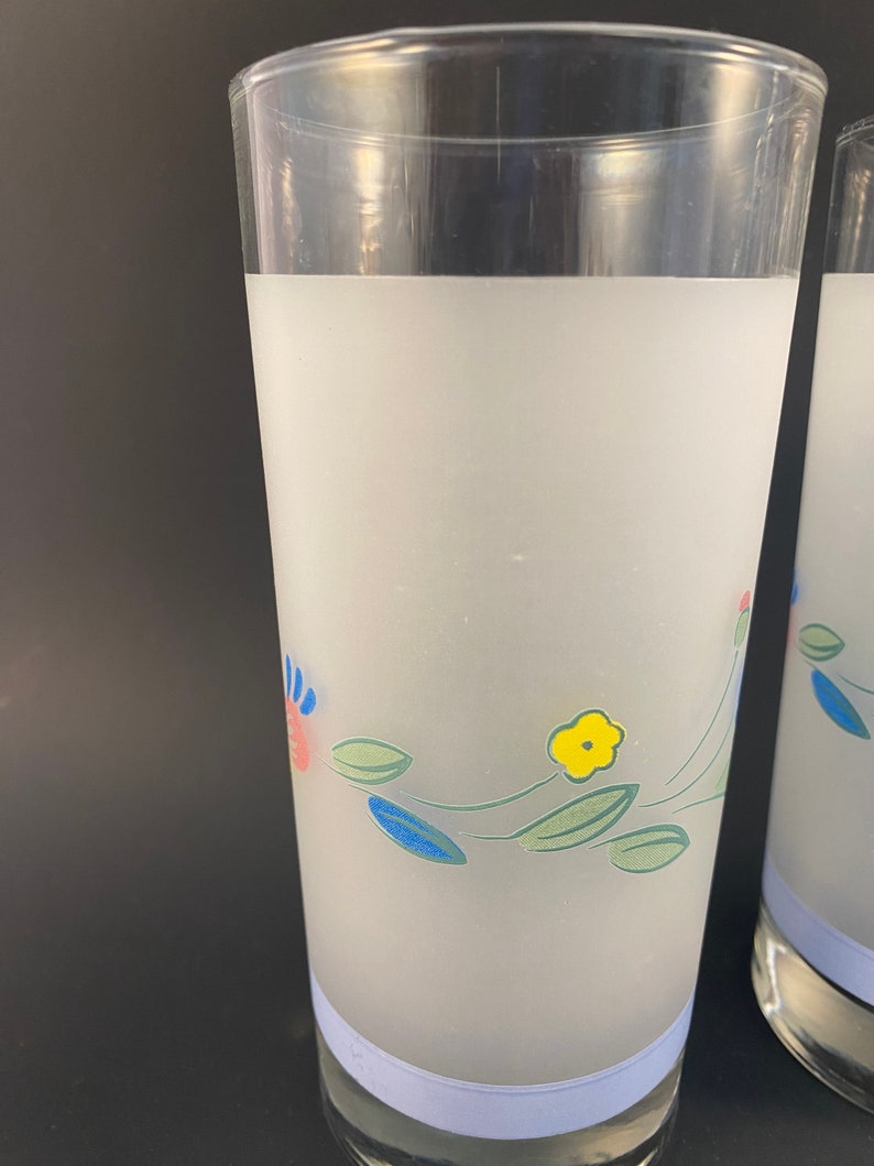 Set of 4 Floral Expressions Frosted Drinking Glasses - Etsy