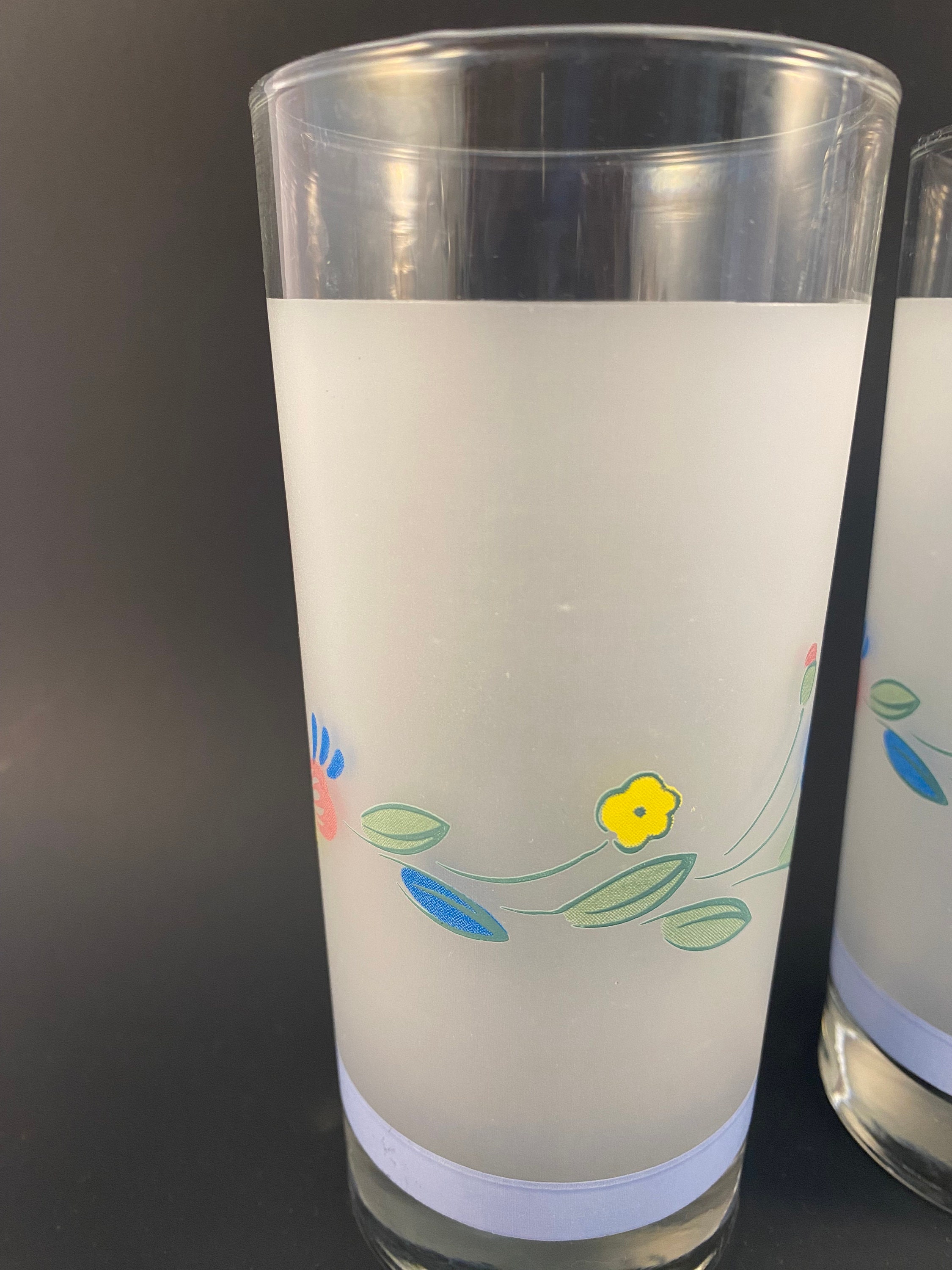 Set of 4 Floral Expressions Frosted Drinking Glasses - Etsy