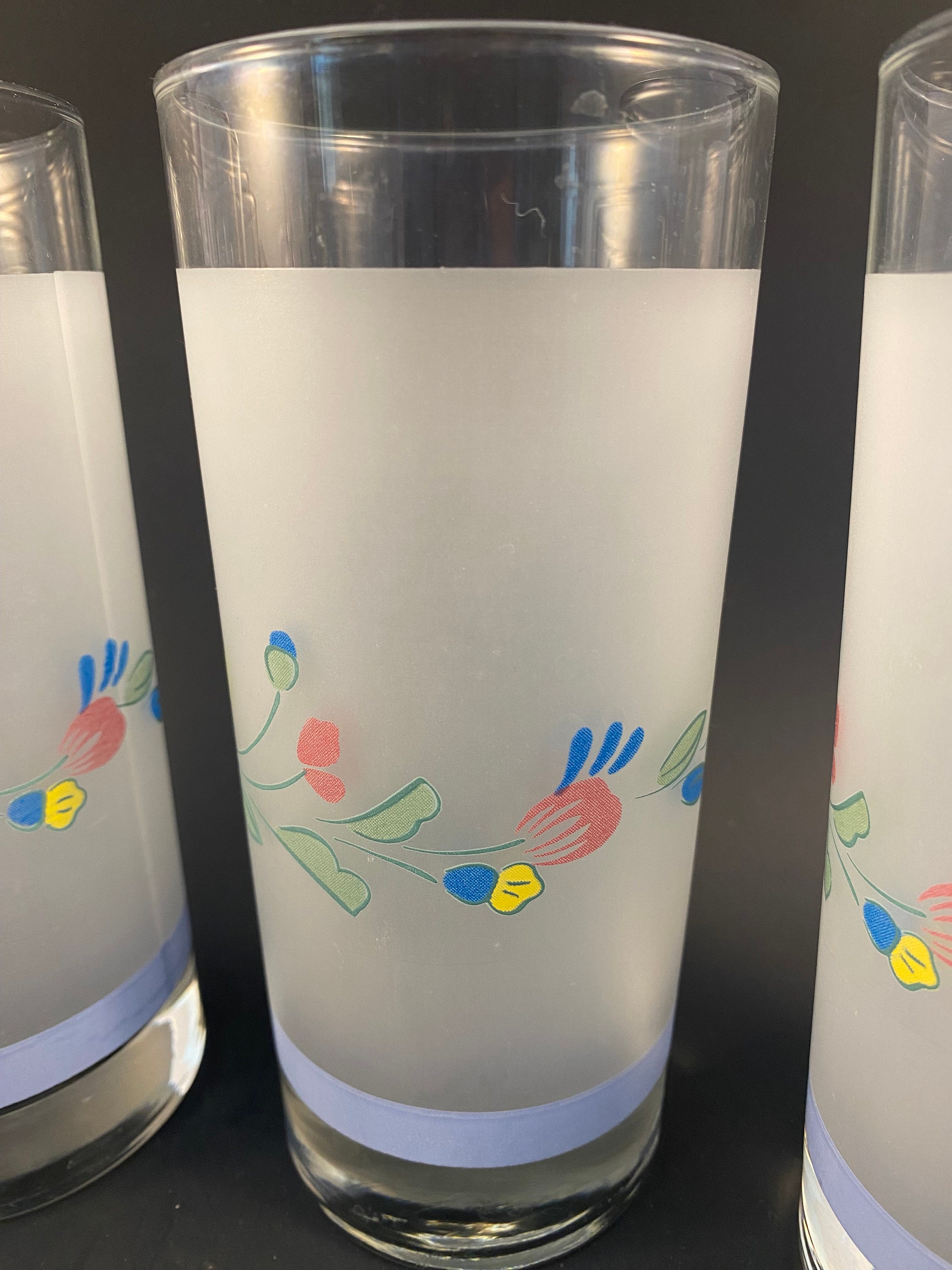 Set of 4 Floral Expressions Frosted Drinking Glasses - Etsy