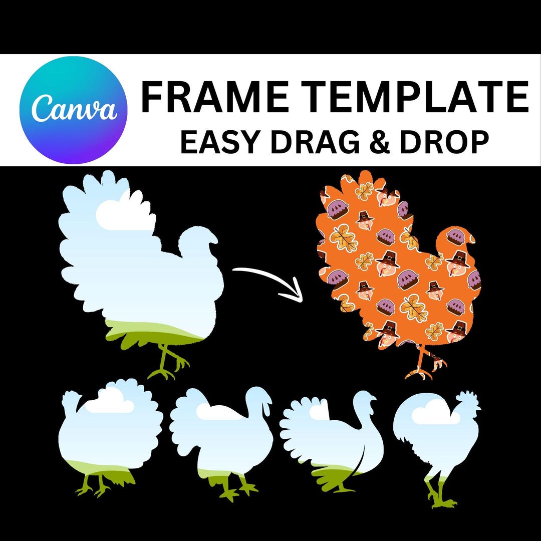 Canva Frames Turkey Thanksgiving, Canva Frames Bundle,editable Canva ...