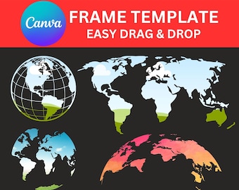 Fill Your Own World Map on Canva - Editable CANVA Frame Template - Easy ...
