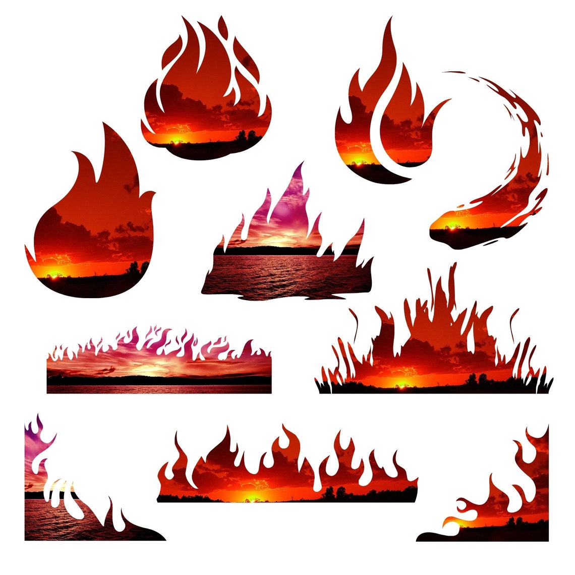 Fire Flame Effect Canva Frames - Drag & Drop Photo - Editable Template ...