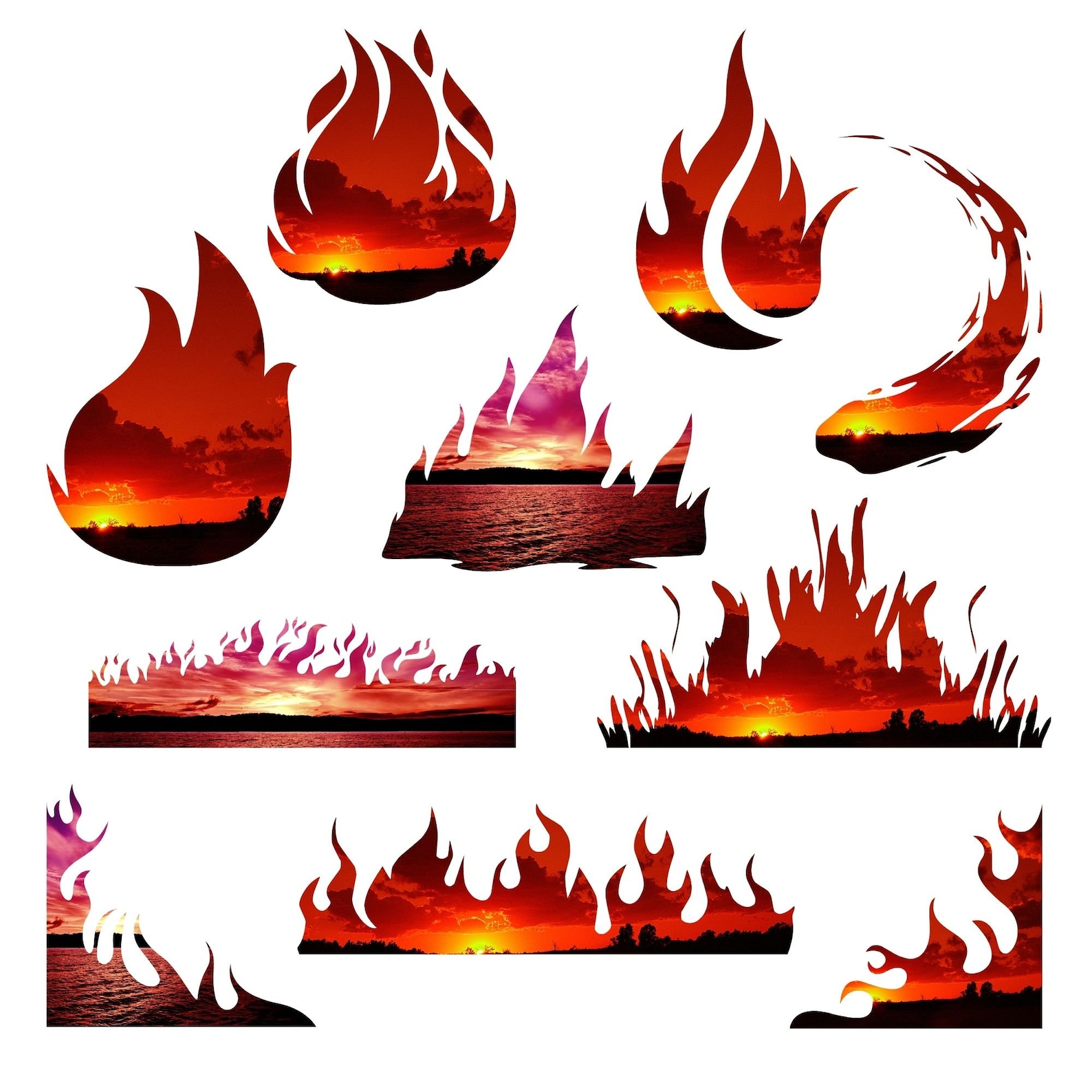 Fire Flame Effect Canva Frames - Drag & Drop Photo - Editable Template ...
