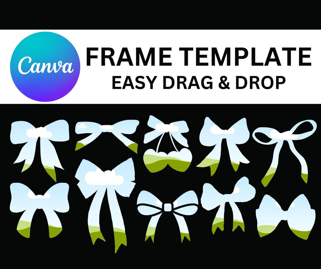 Ribbon Bow Bun Bundle Canva Frames, Frames for Canva, Mom Life Life ...