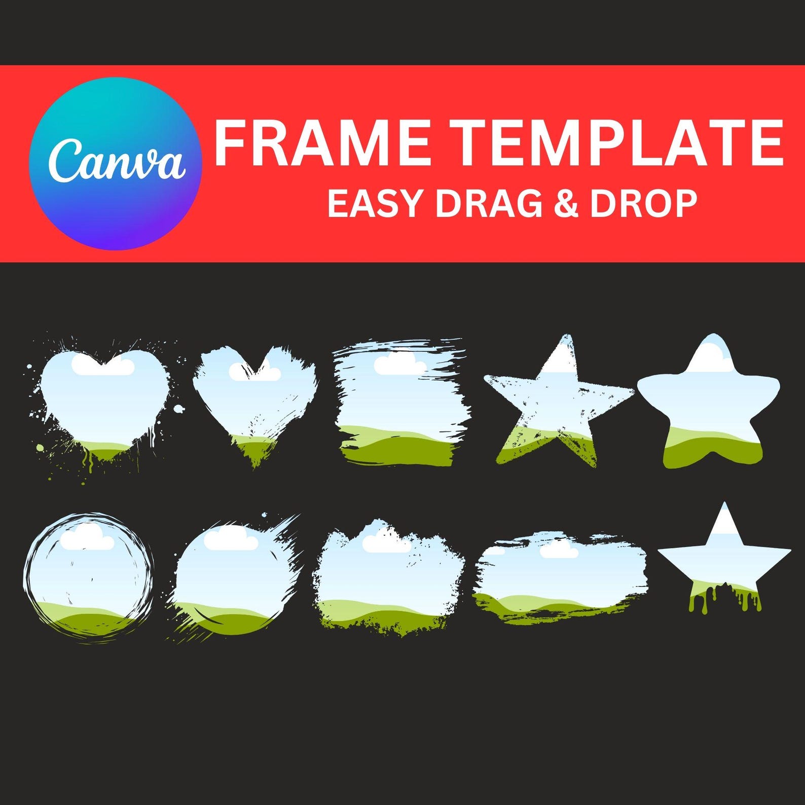 Bleach Canva Frames Template, Canva Frames Heart, Mockup for Canva ...