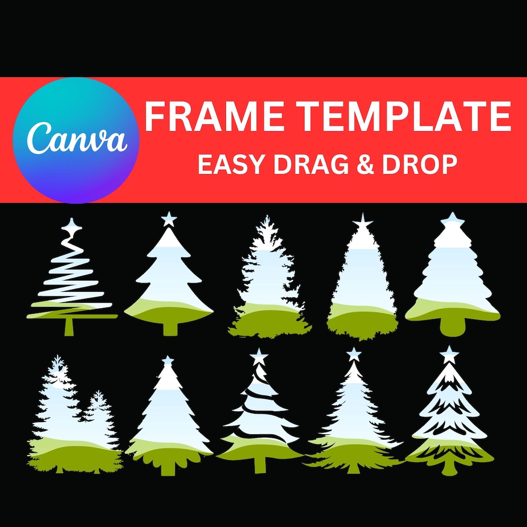 Christmas Canva Frame, Christmas Tree Canva, Tree Template, Christmas ...
