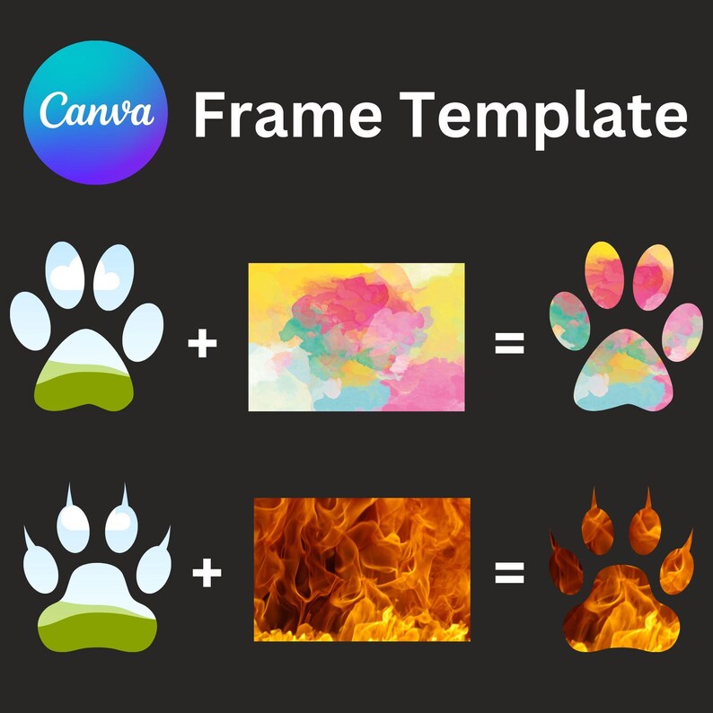 Paw Print Canva Frame Template, Easy Drag and Drop Photo, Create ...
