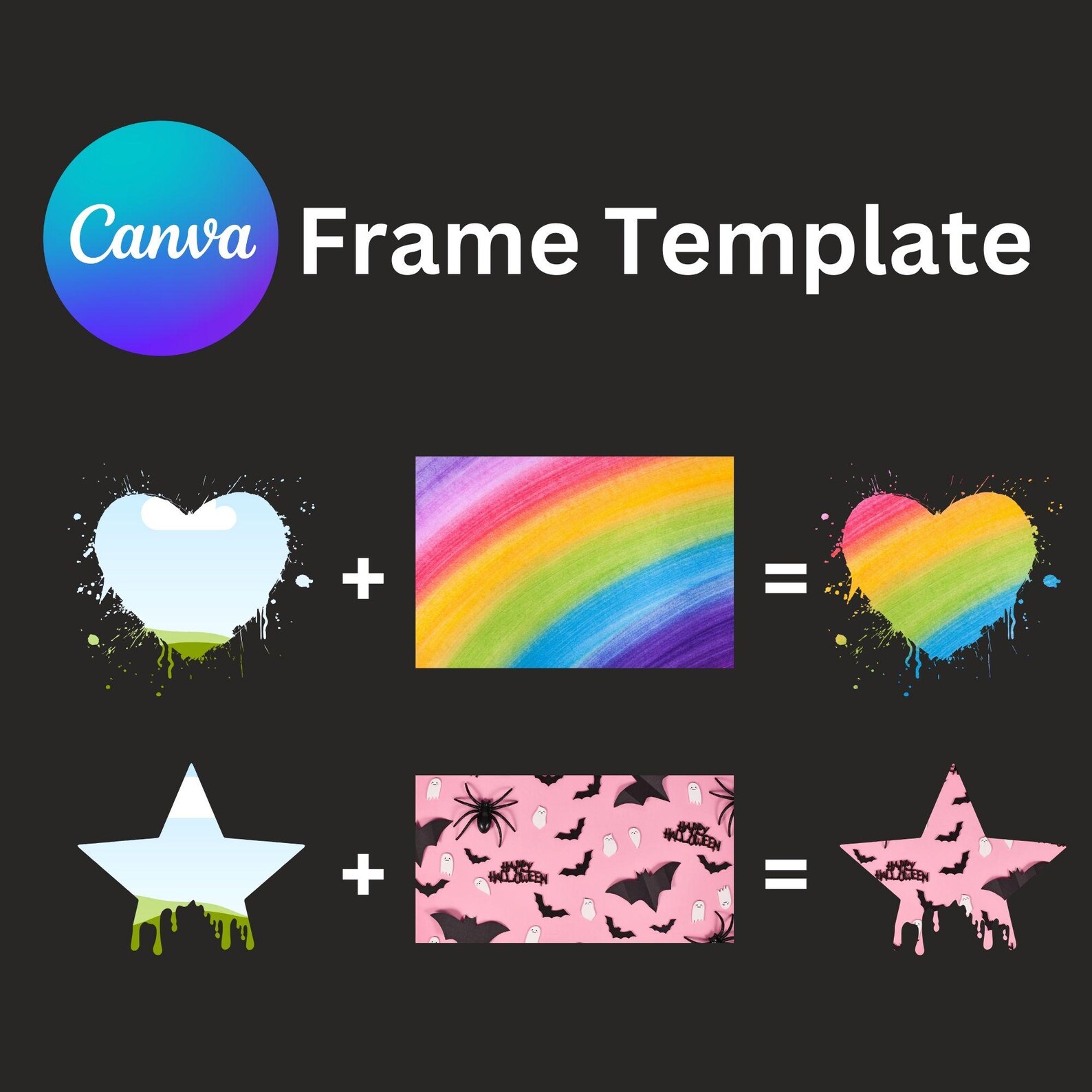 Bleach Canva Frames Template, Canva Frames Heart, Mockup for Canva ...