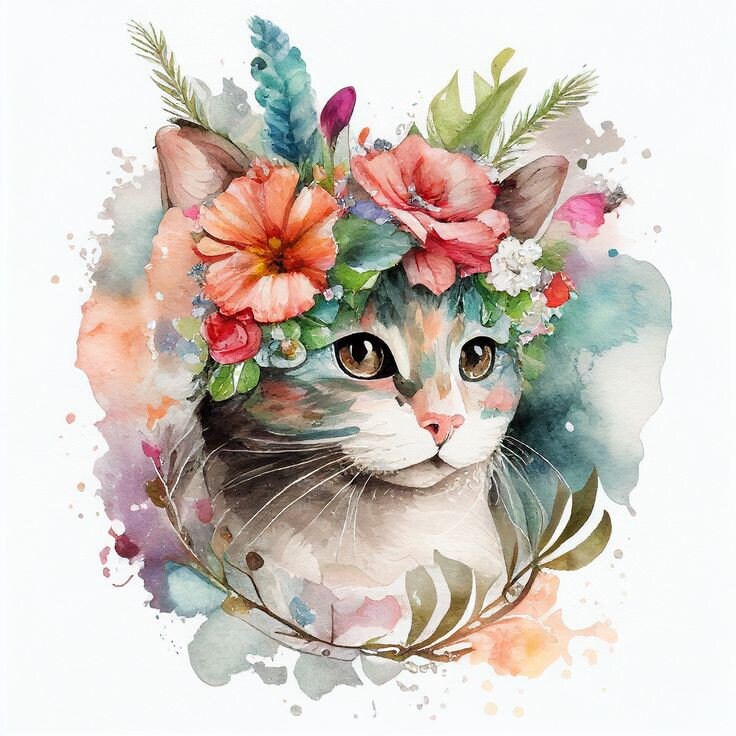 Watercolor Cat Clipart - Etsy