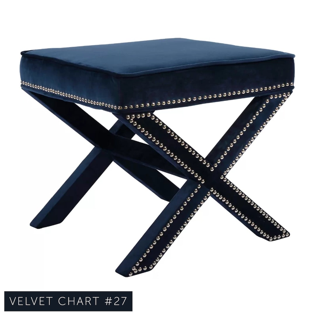 Custom Velvet Upholstered X Bench Ottoman Luxurious Ottoman With ...
