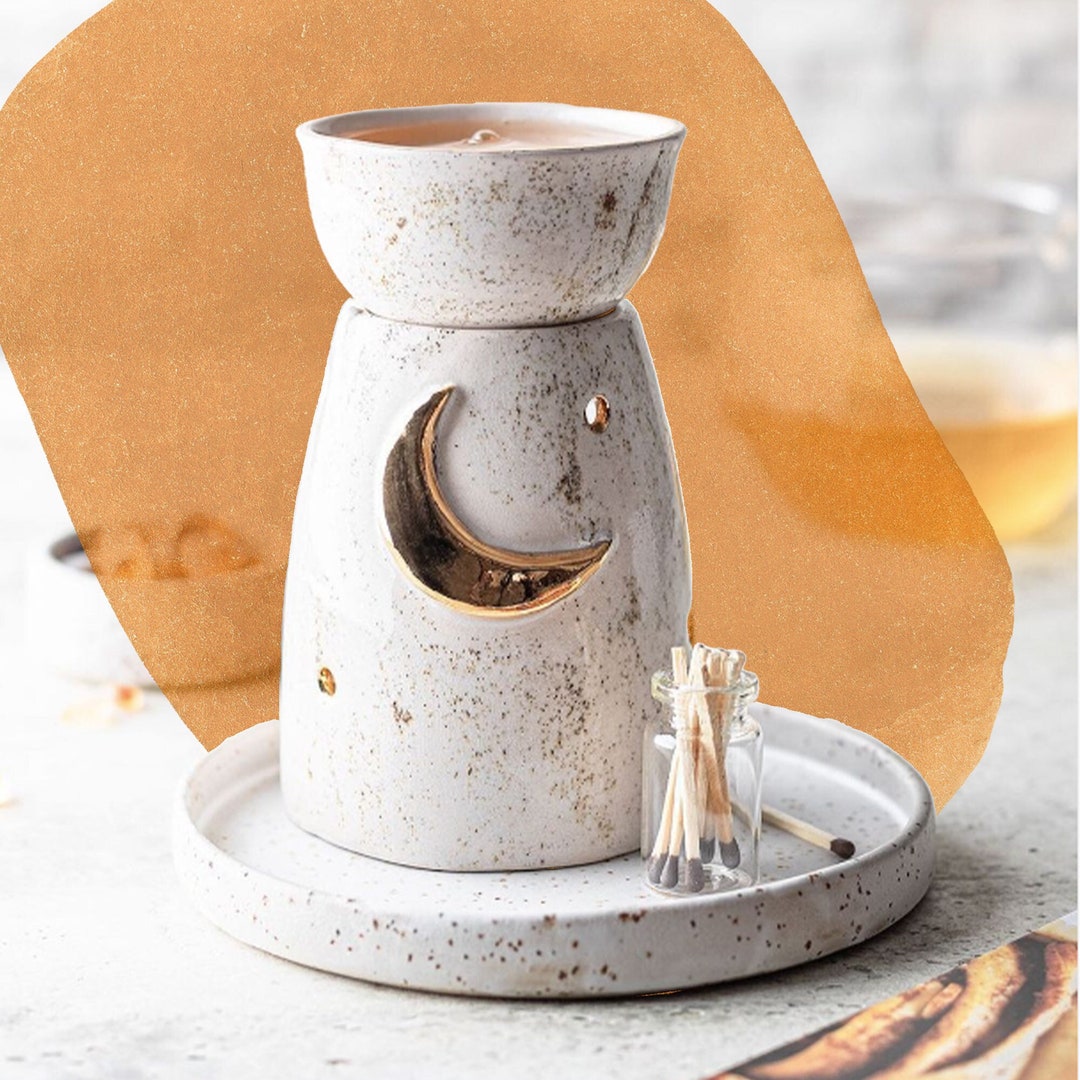 Exclusive Handmade Ceramic Censer, 24 CT Gold Moon Figure, Serene ...