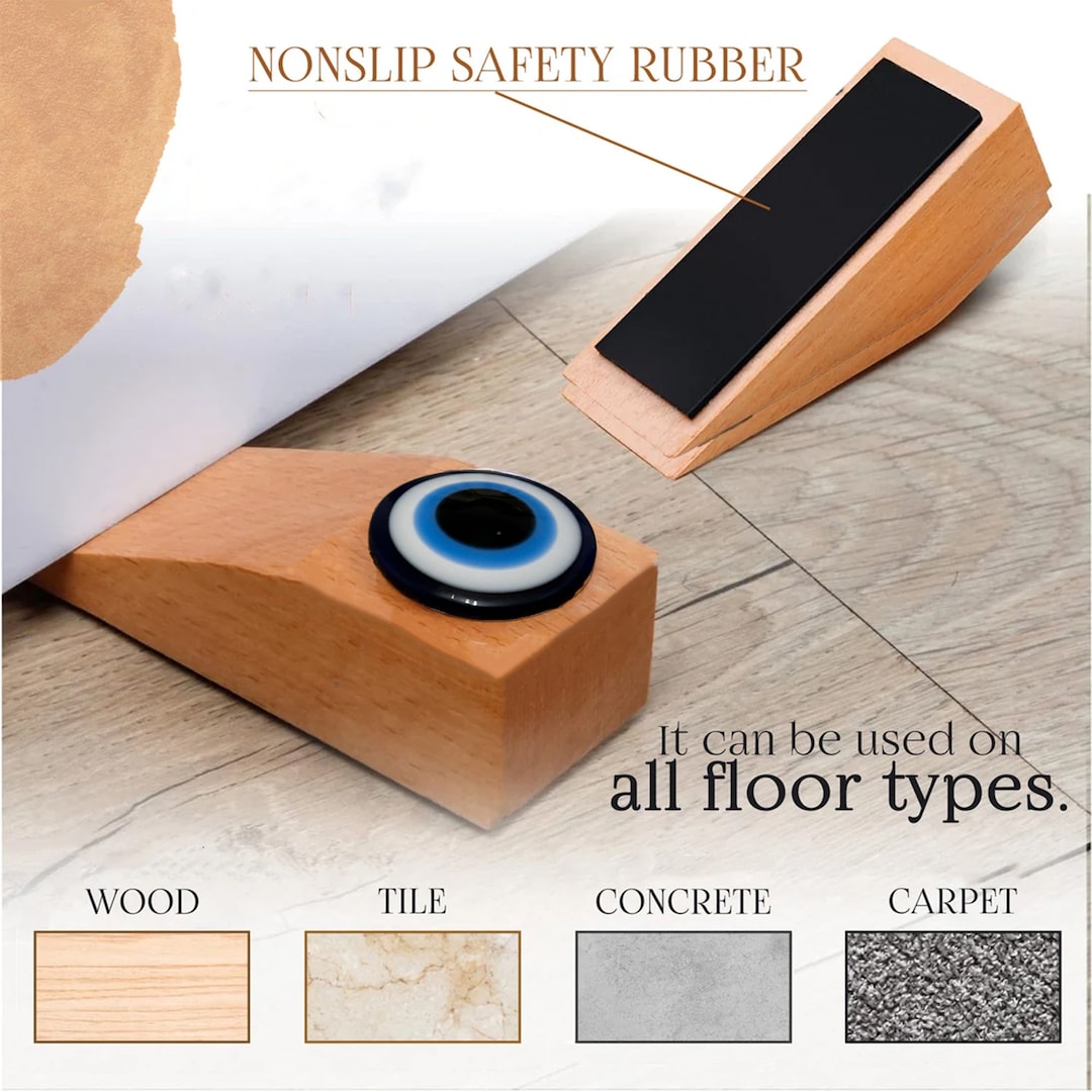 Decorative Wooden Door Stopper Set of 5 Featuring Evil Eye & Ladybug ...