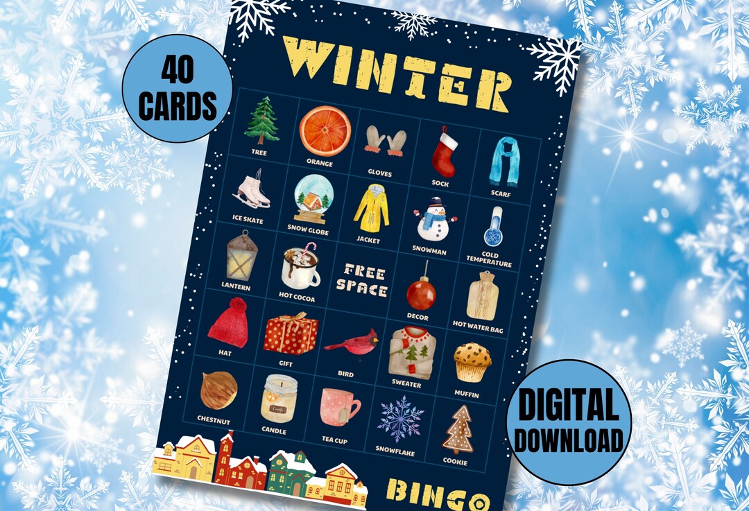 Winter Classroom Activity: Printable Winter Bingo Game With 40 - Etsy