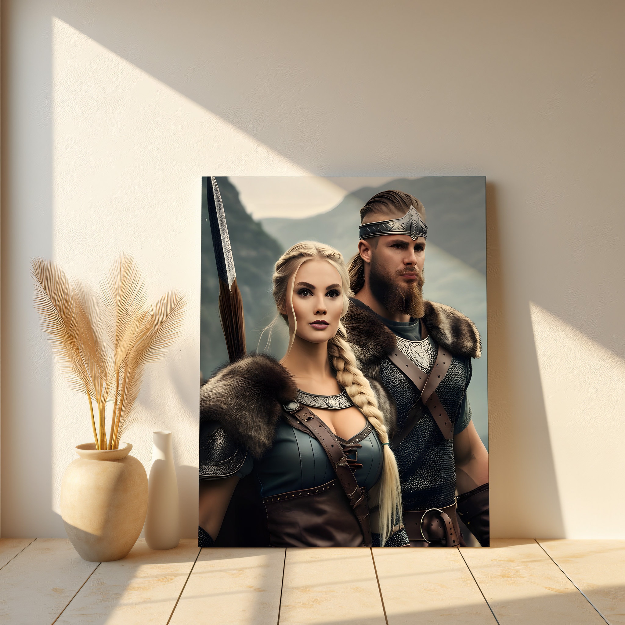 Custom Viking Couple Portrait - Unique Valentine's Day Gift - Gifts for ...