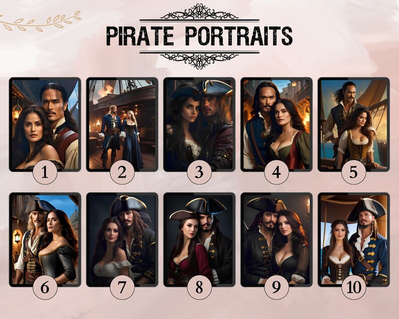 Custom Pirate Couple Portrait From Photo – Personalized Anniversary ...