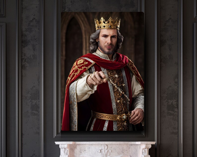 Customized Royal King Portrait Majestic Renaissance Art for Men Unique ...