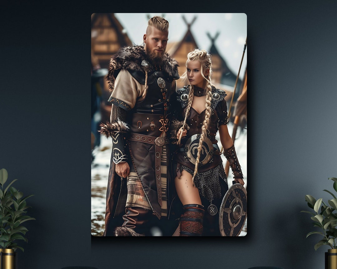 Personalized Viking Couple Portrait – Ideal for Romantic Gifts, Custom Engagement or Anniversary ...