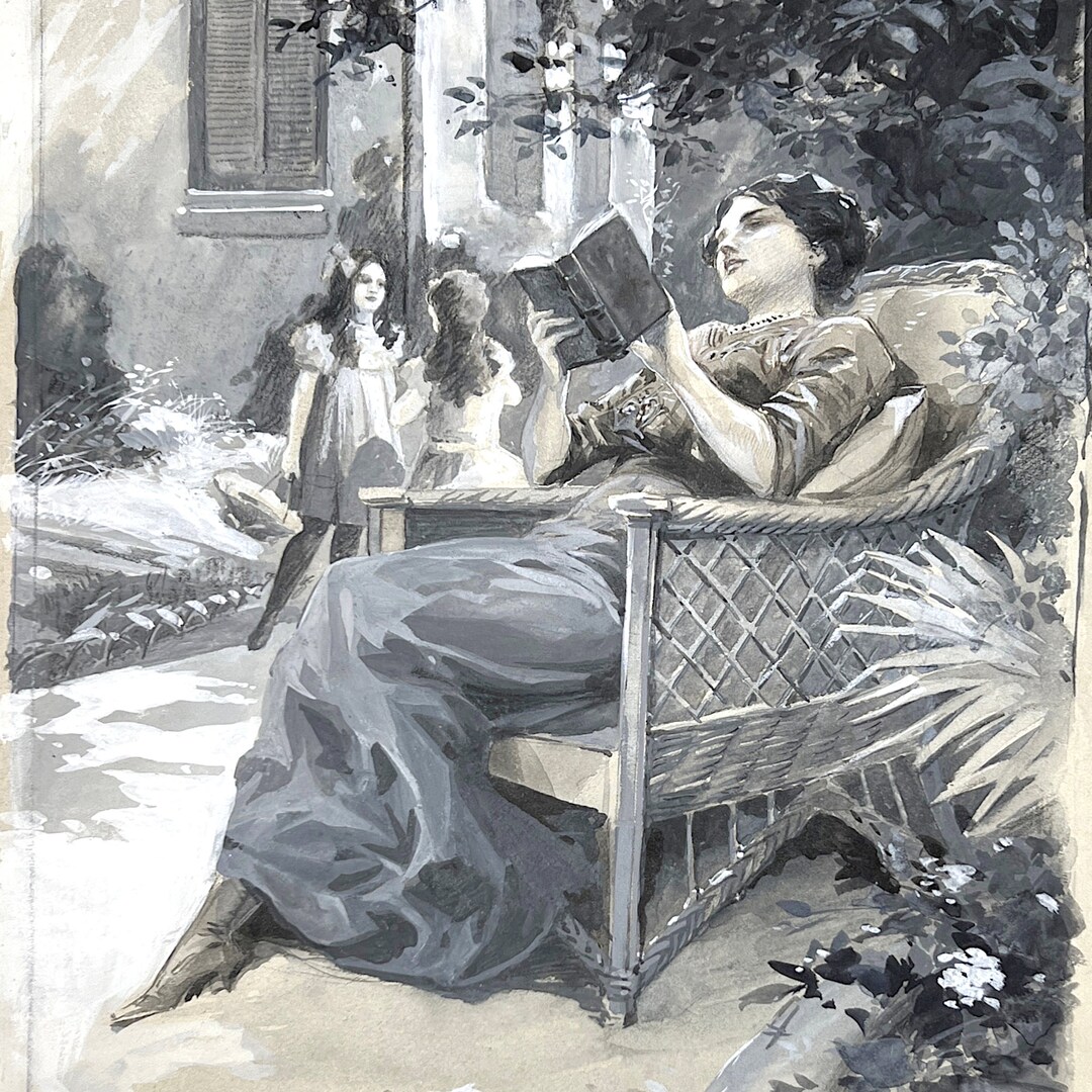 1900 Georges Conrad Original Ink Wash Gouache Illustration - Etsy