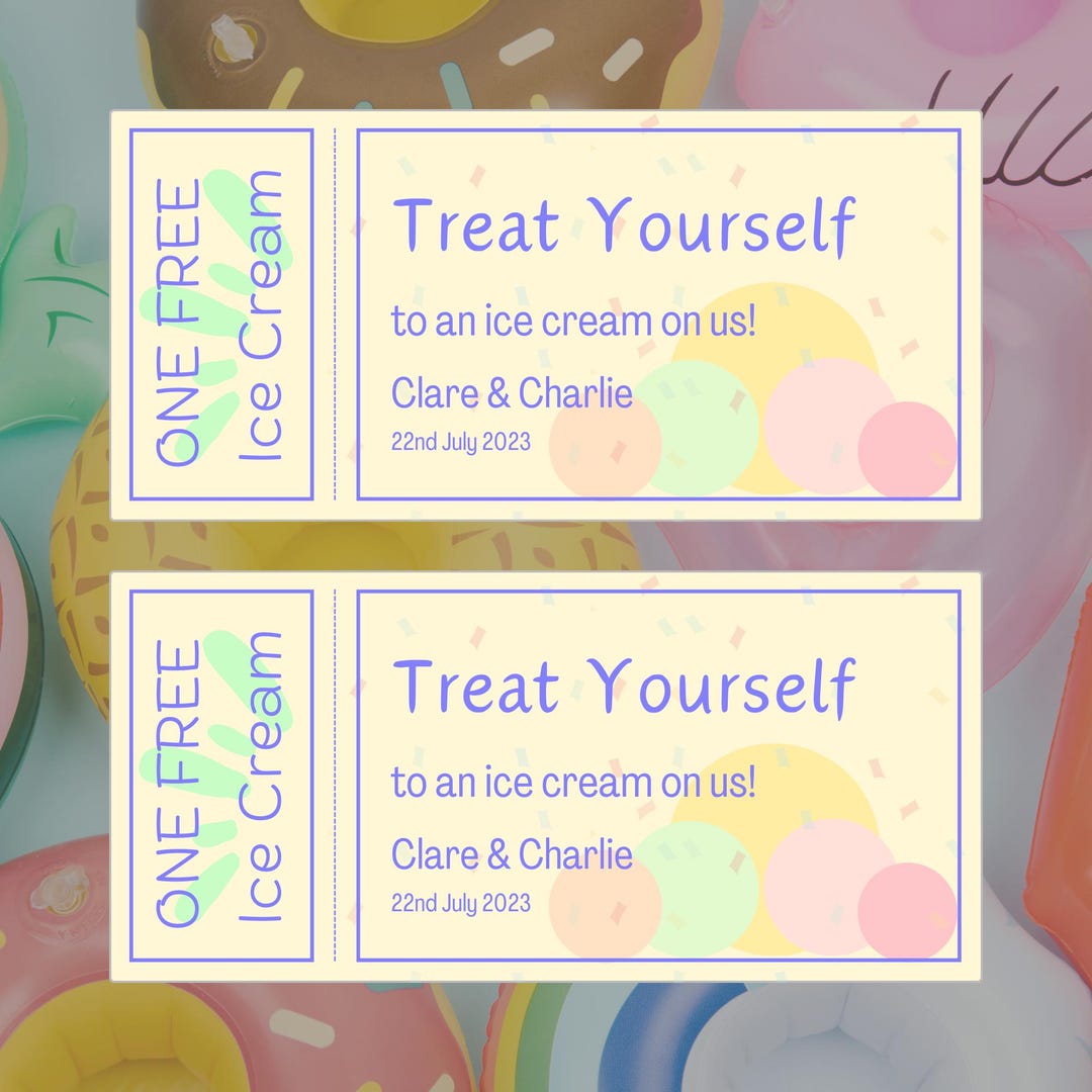 Editable Ice Cream Coupon Template for Canva and Instant Download ...