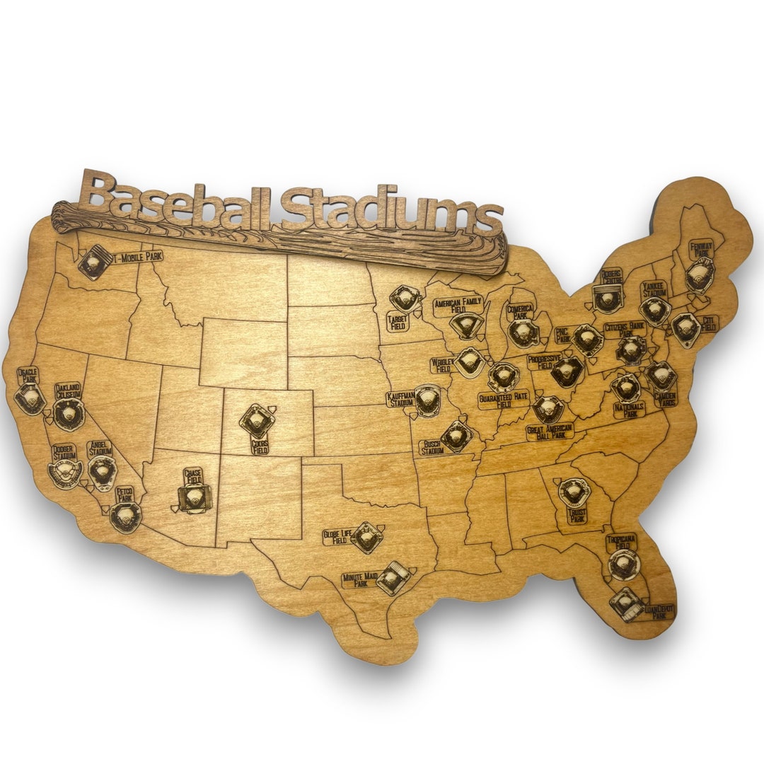 Baseball Stadium Tracker, Handcrafted Travel Map With Ballpark ...