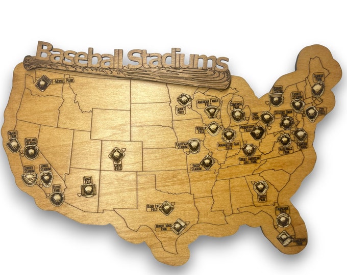 Baseball Stadium Tracker, Handcrafted Travel Map With Ballpark ...