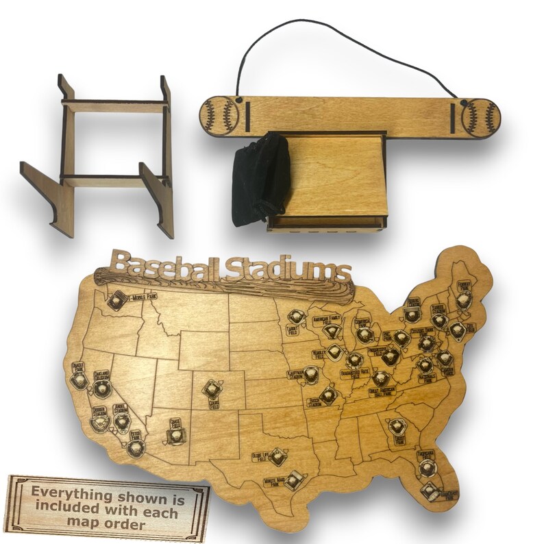 Baseball Stadium Tracker, Handcrafted Travel Map With Ballpark ...