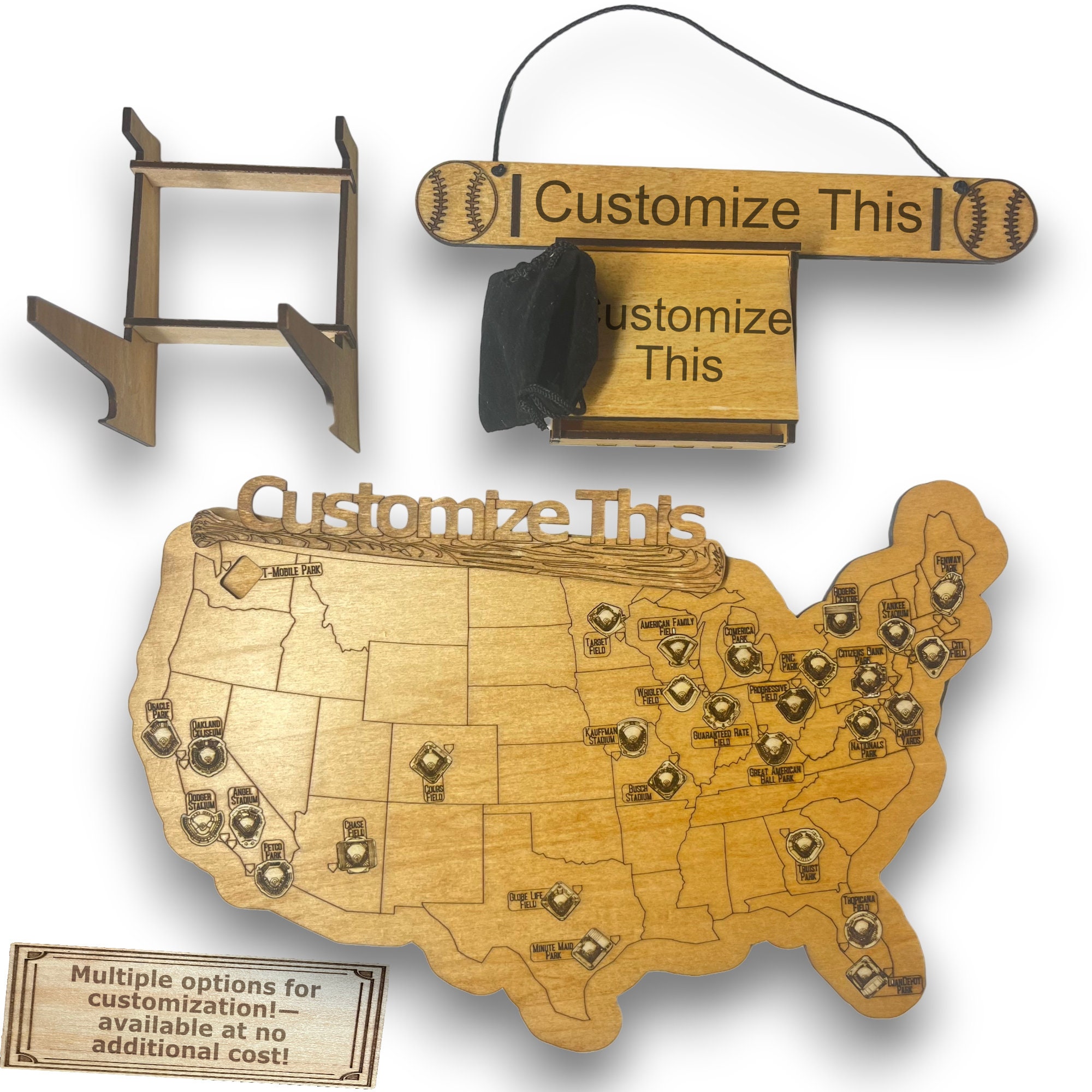 Baseball Stadium Tracker, Handcrafted Travel Map With Ballpark ...