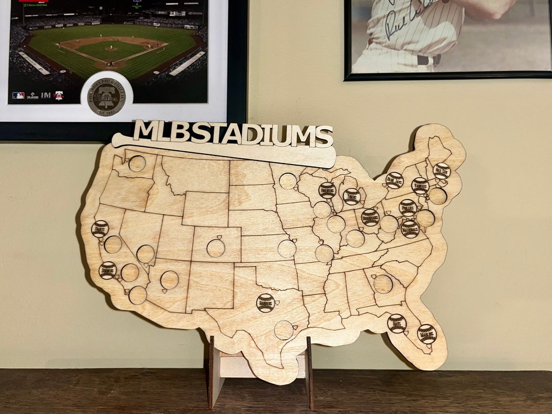 Custom Baseball Bat Stadium Tracker Map, MLB Ballpark Travel Map, Gift ...