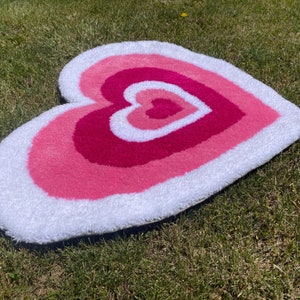 Multicolored Pink Heart Tufted Rug - Etsy