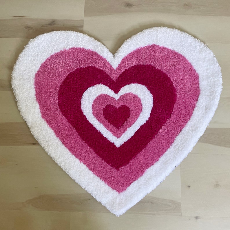 Multicolored Pink Heart Tufted Rug - Etsy