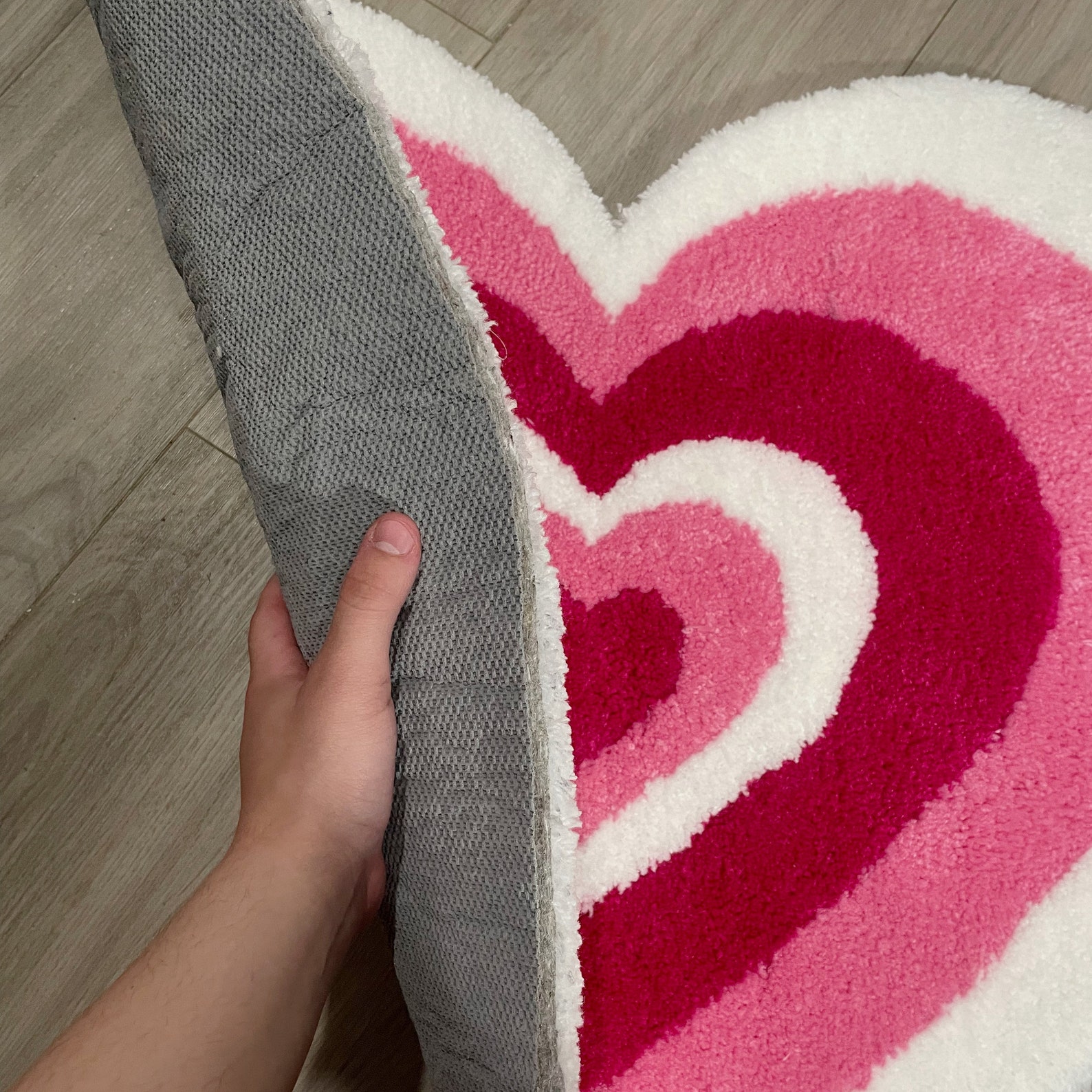 Multicolored Pink Heart Tufted Rug - Etsy