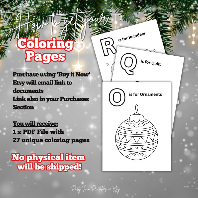 Christmas Alphabet Coloring Pages Printable Digital Download - Etsy