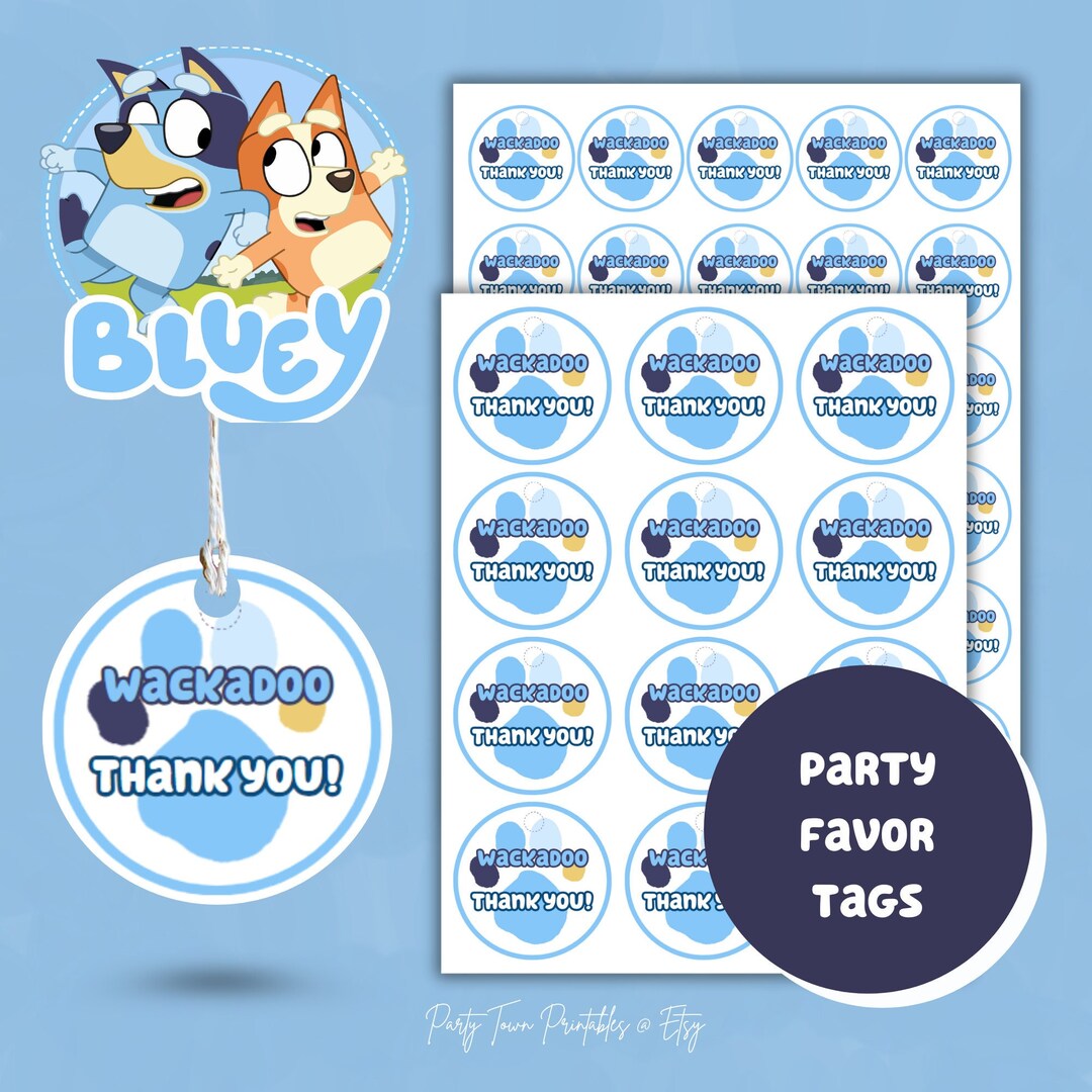 Bluey Birthday Favor Bag Tag Printable Digital Download - Etsy Australia