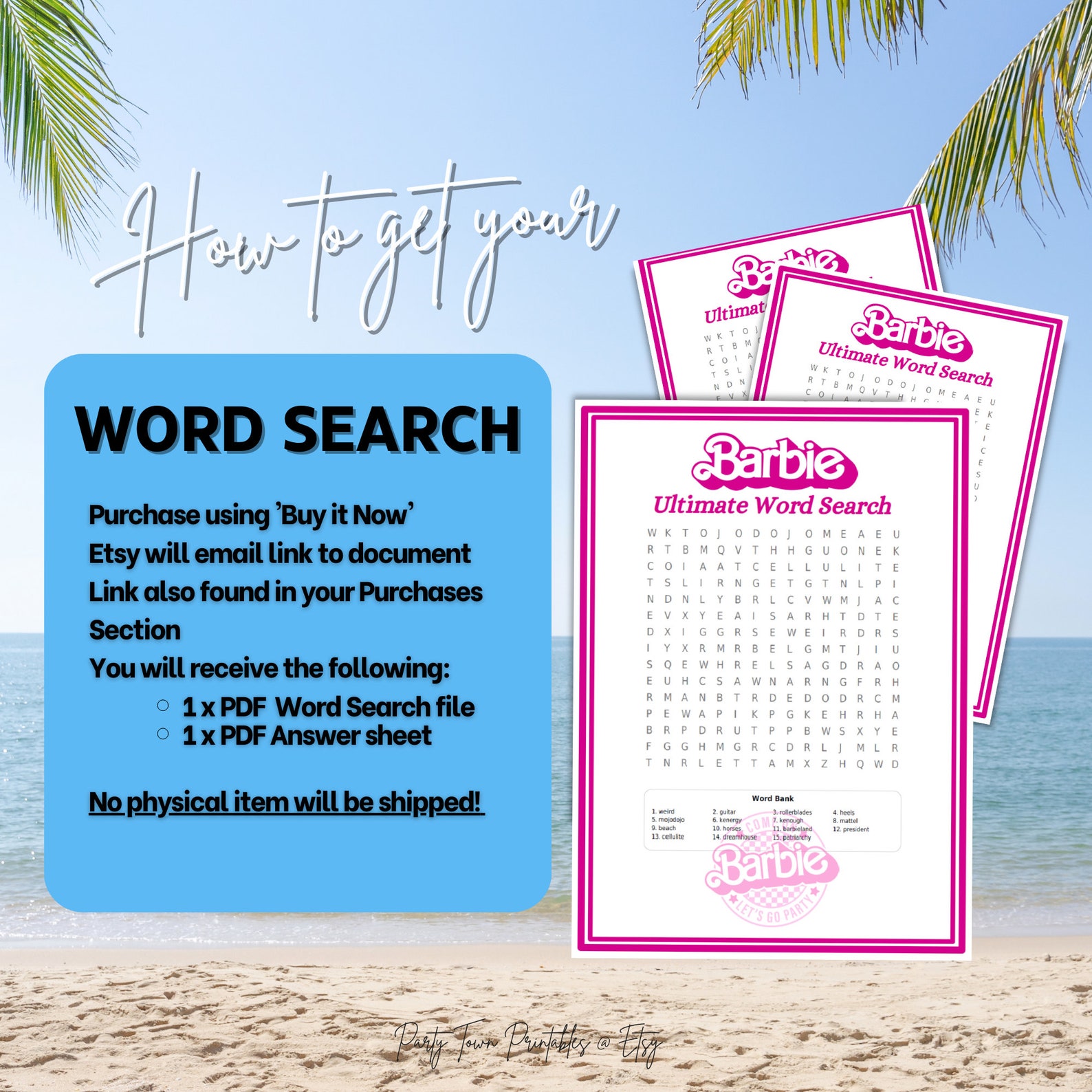 Barbie Word Search Puzzle Game Printable Digital Download - Etsy Canada