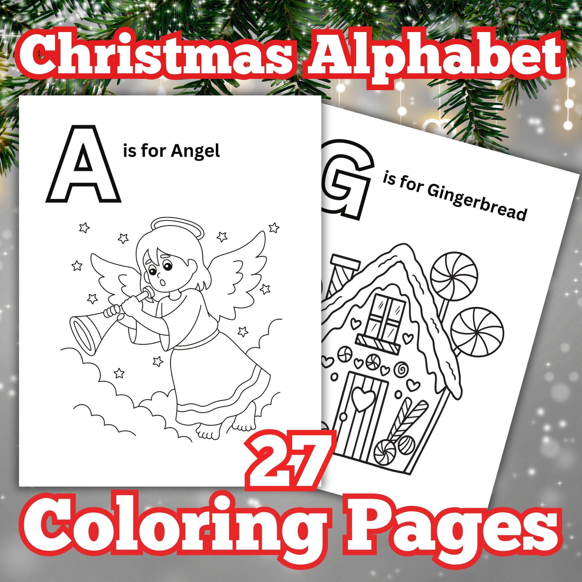 Christmas Alphabet Coloring Pages Printable Digital Download Etsy Christmas Alphabet Coloring Pages Printable Digital Download Etsy