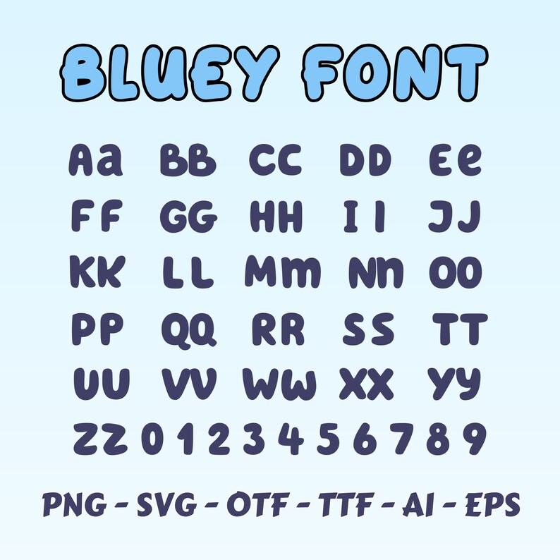 Bluey Font, Full Alphabet and Numbers - Etsy