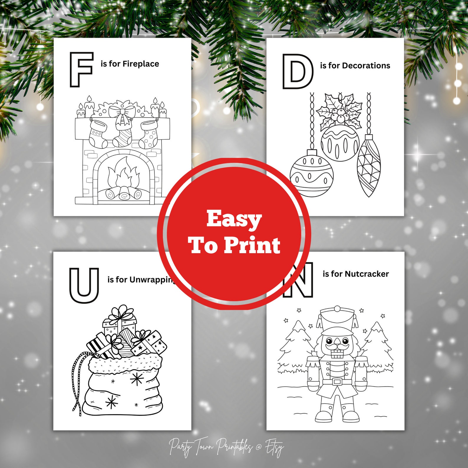 Christmas Alphabet Coloring Pages Printable Digital Download - Etsy