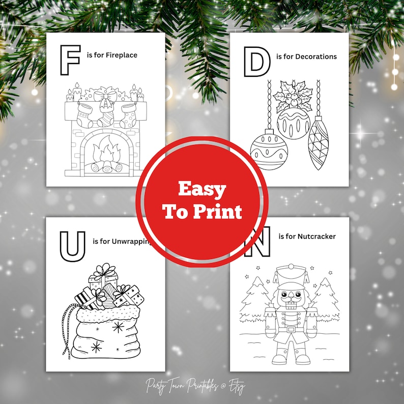 Christmas Alphabet Coloring Pages Printable Digital Download - Etsy