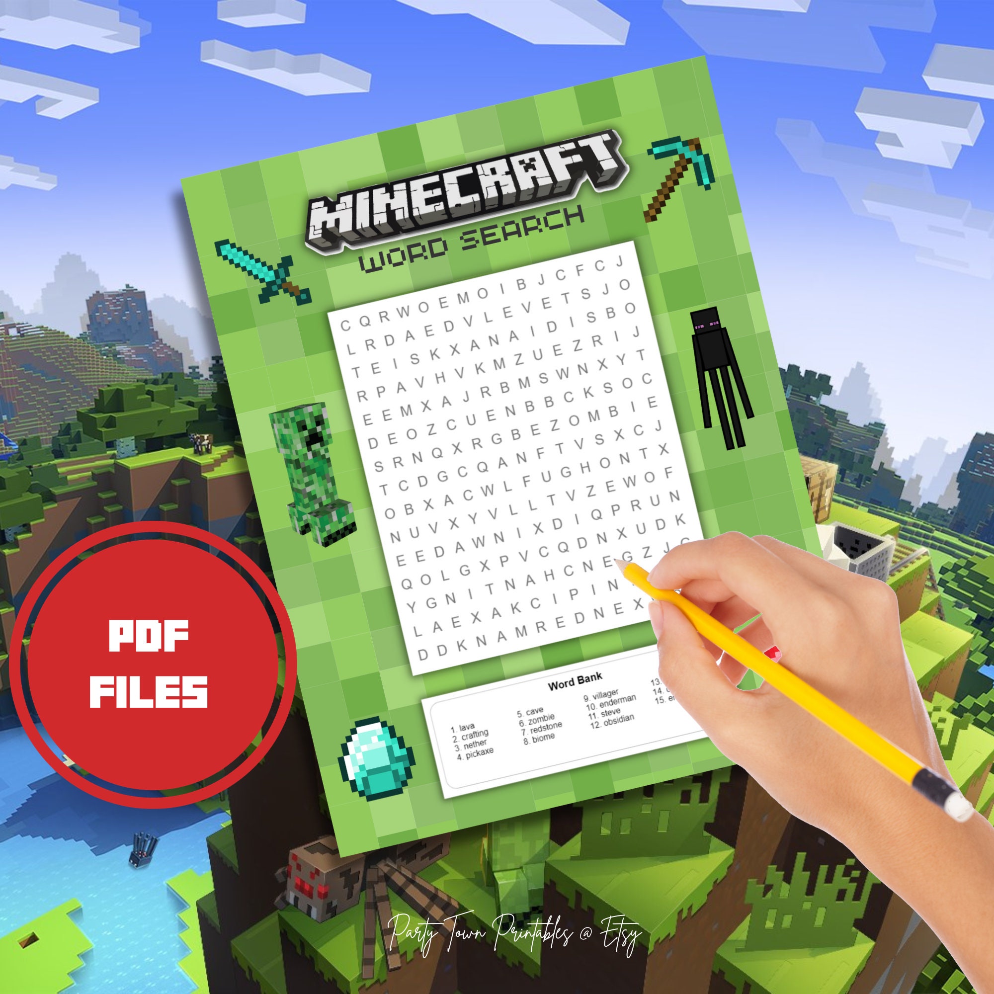 Minecraft Word Search Puzzle Printable Digital Download - Etsy UK